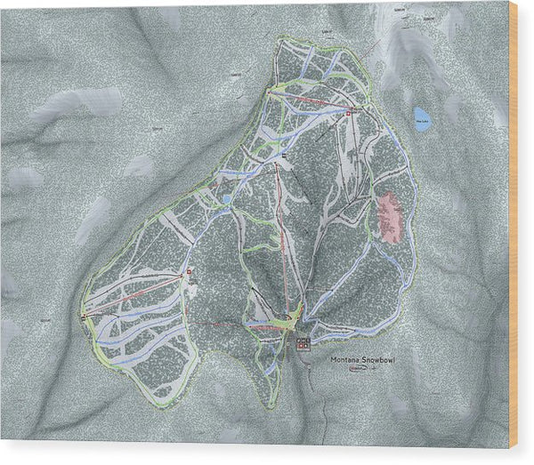 Montana Snowbowl Ski Trail Map - Wood Print - Powderaddicts