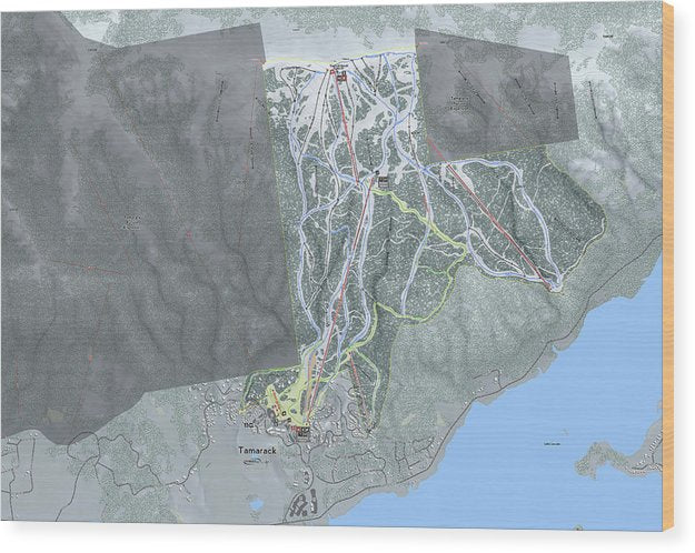 Tamarack Ski Trail Map - Wood Print - Powderaddicts