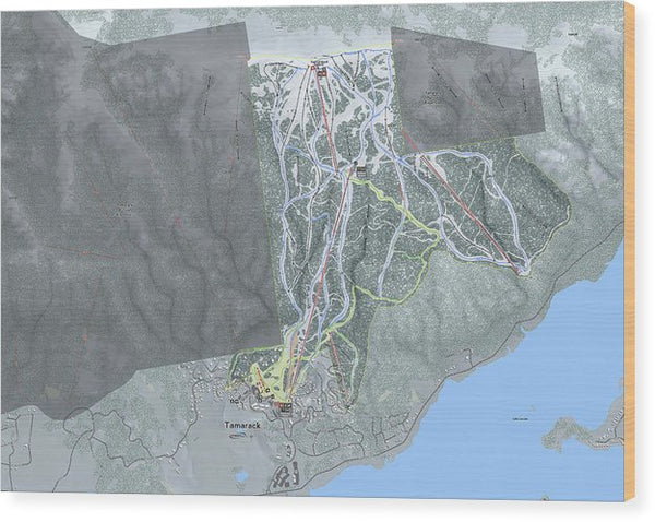Tamarack Ski Trail Map - Wood Print - Powderaddicts