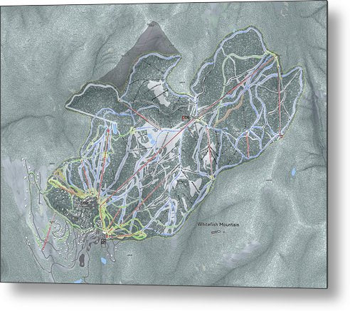 Whitefish Ski Trail Map - Metal Print - Powderaddicts