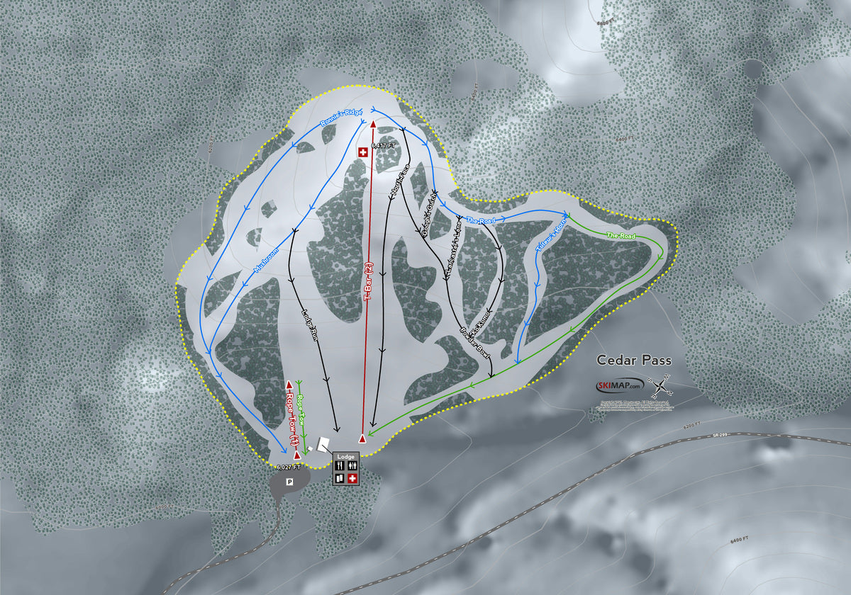 Cedar Pass California Ski Resort Map Wall Art | Powderaddicts