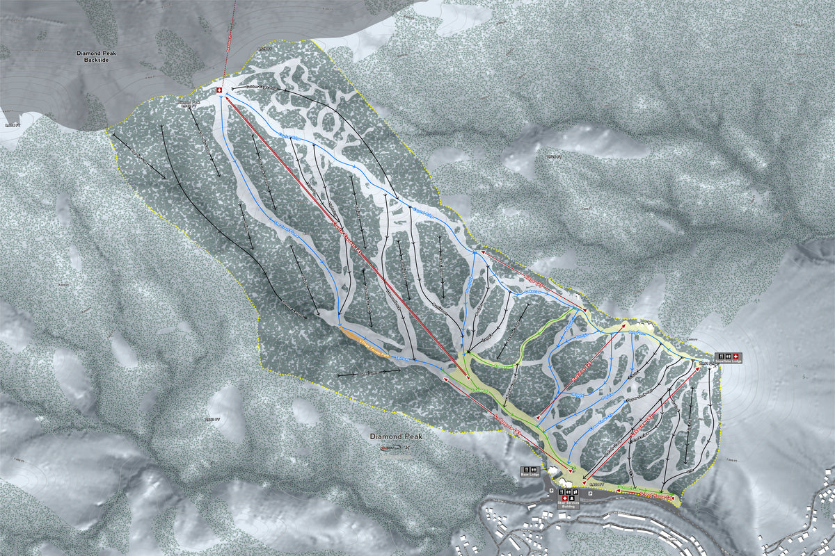 Diamond Peak Nevada Ski Resort Map Wall Art | Powderaddicts