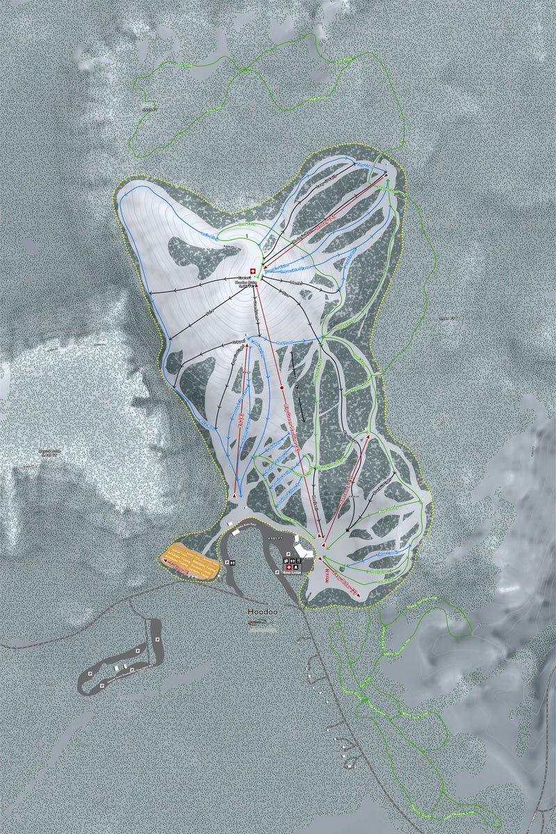 Hoodoo Oregon Ski Resort Map Wall Art | Powderaddicts