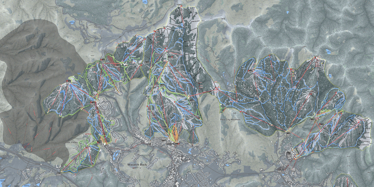 WASATCH BACK Utah Ski Resort Map Wall Art - Powderaddicts
