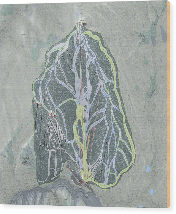 Sunlight Mountain Resort, Colorado Ski Trail Map - Wood Print ...