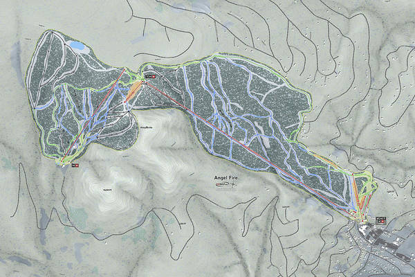 Angel Fire Ski Trail Map - Art Print - Powderaddicts