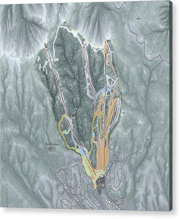Bear Mountain Ski Trail Map - Acrylic Print - Powderaddicts