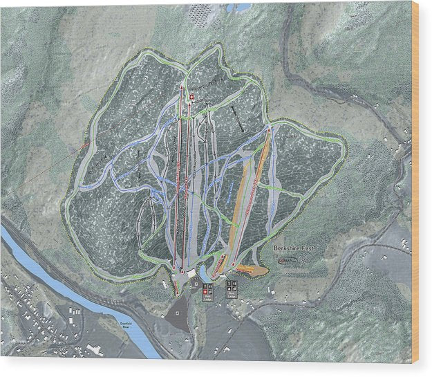 Berkshire East Ski Trail Map - Wood Print - Powderaddicts
