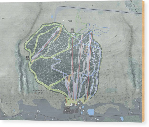 Bristol Mountain Ski Trail Map - Wood Print - Powderaddicts