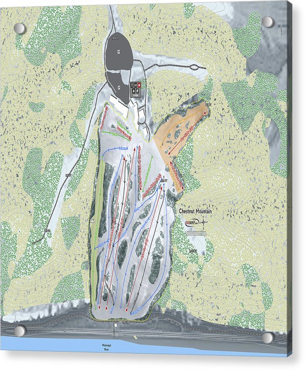 Chestnut Mountain Ski Trail Map - Acrylic Print - Powderaddicts