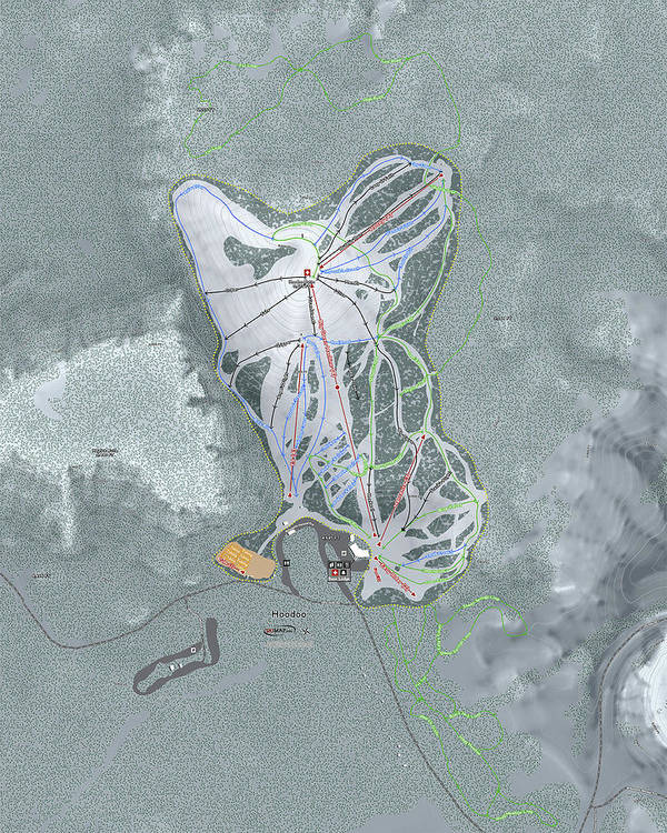 Hoodoo Ski Trail Map - Art Print - Powderaddicts