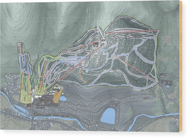 Hunter Mountain Ski Trail Map - Wood Print | Powderaddicts