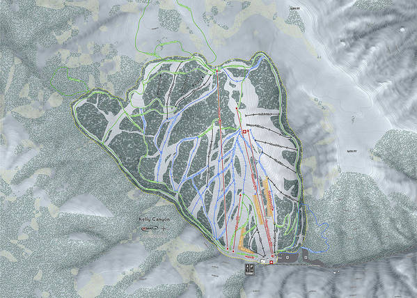 Kelly Canyon Ski Trail Map - Art Print - Powderaddicts