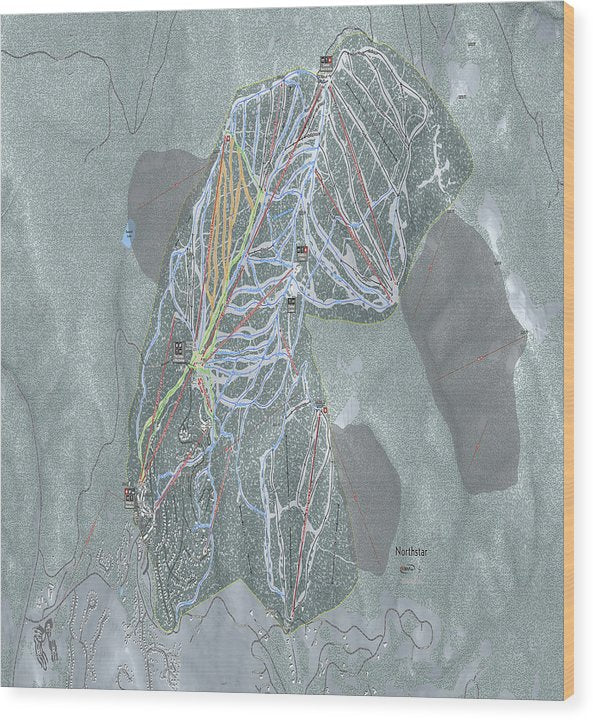 Northstar Ski Trail Map - Wood Print - Powderaddicts