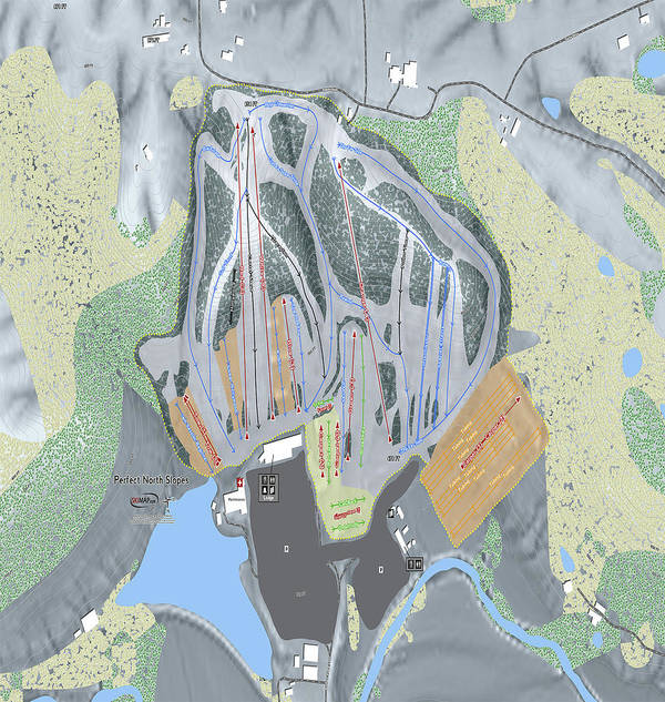 Perfect North Slopes Ski Trail Map - Art Print - Powderaddicts