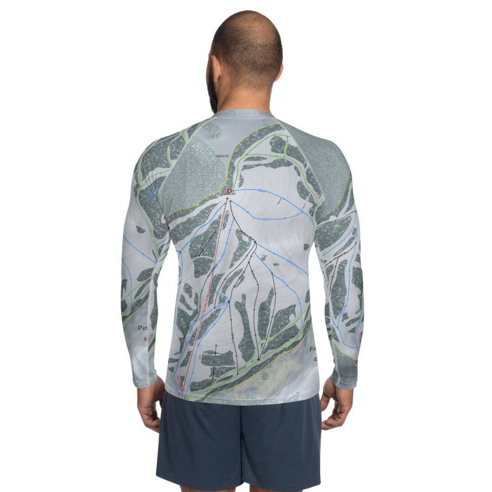 Pine Creek, Wyoming Ski Trail Map Men's Base Layer Top - Powderaddicts
