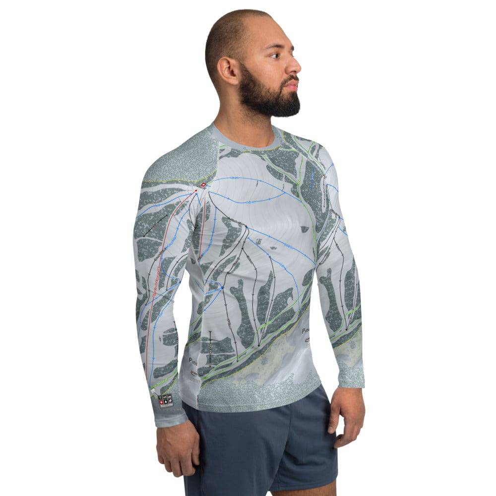 Pine Creek, Wyoming Ski Trail Map Men's Base Layer Top - Powderaddicts