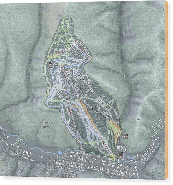 Red River Ski Trail Map - Wood Print - Powderaddicts