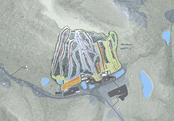 Roundtop Ski Trail Map - Art Print - Powderaddicts