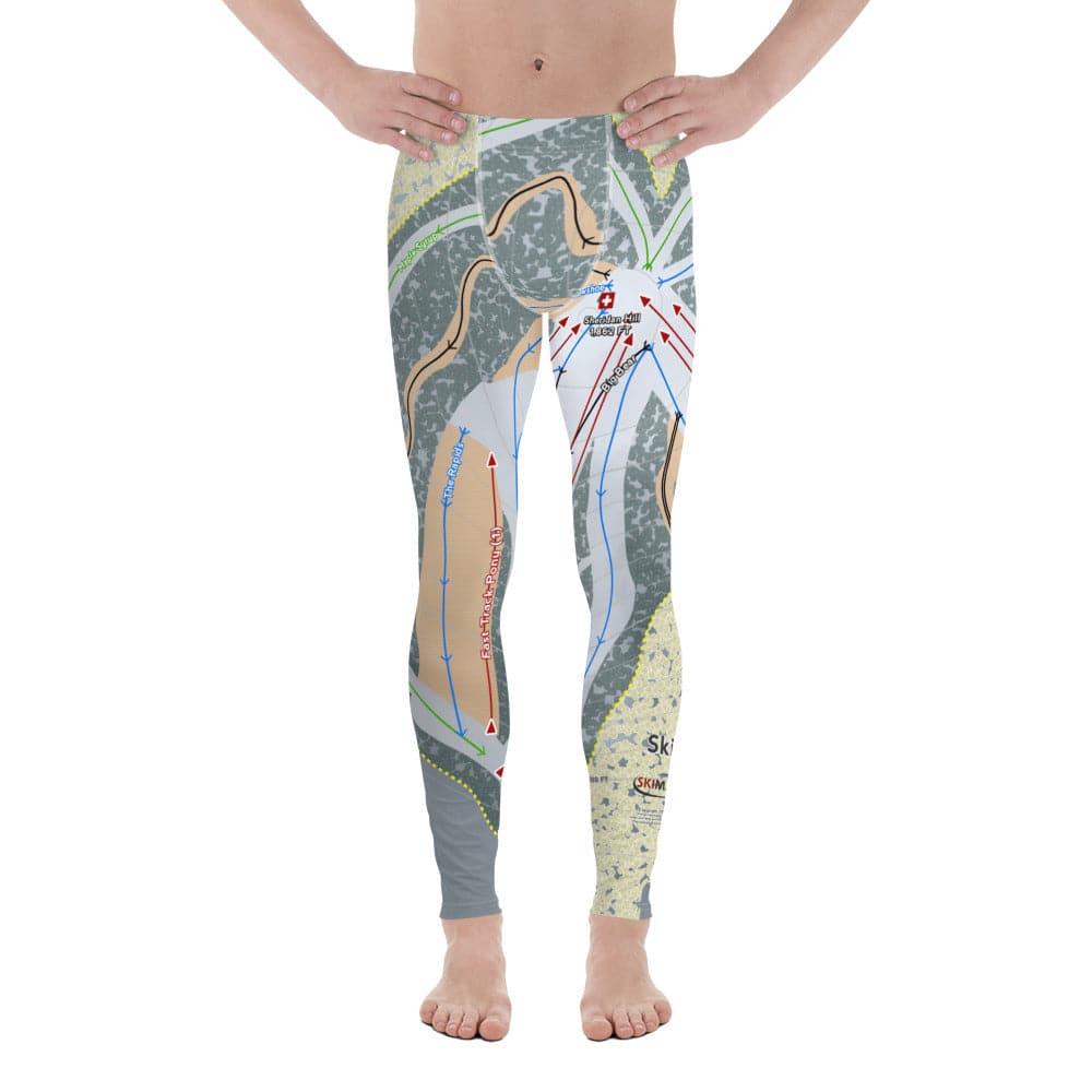 Ski Brule, Michigan Ski Trail Map Men's Base Layer Bottom - Powderaddicts