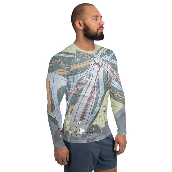 Ski Brule, Michigan Ski Trail Map Men's Base Layer Top - Powderaddicts