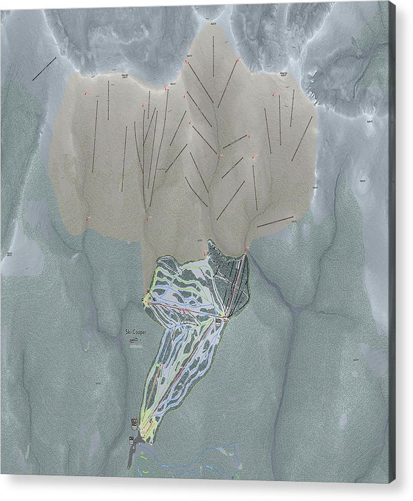 Ski Cooper Ski Trail Map - Acrylic Print - Powderaddicts