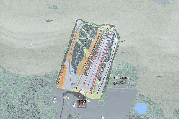 Ski Sawmill Ski Trail Map - Art Print - Powderaddicts