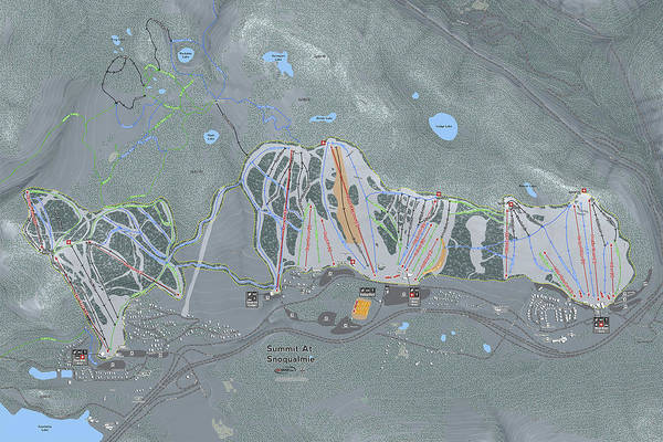 Summit At Snoqualmie Ski Trail Map - Art Print - Powderaddicts