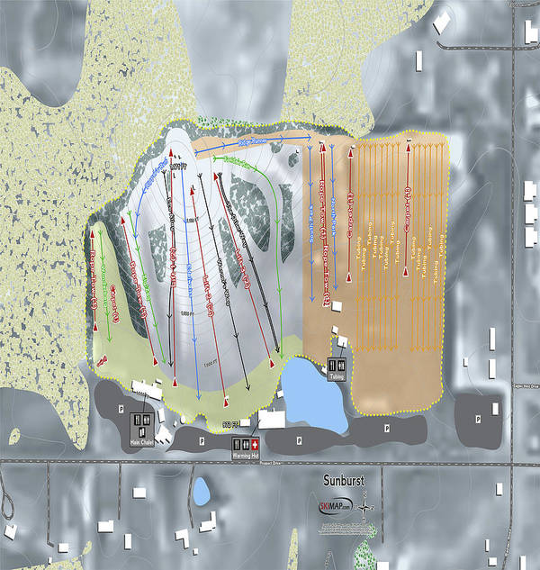Sunburst Ski Trail Map - Art Print | Powderaddicts