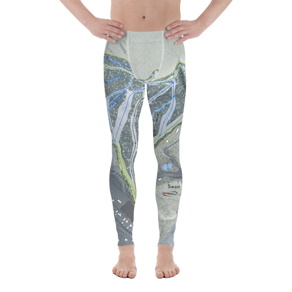 Swain, New York Ski Trail Map Men's Base Layer Bottom - Powderaddicts