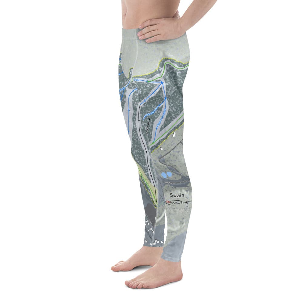 Swain, New York Ski Trail Map Men's Base Layer Bottom - Powderaddicts