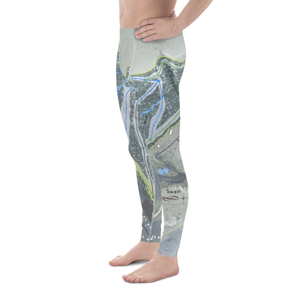 Swain, New York Ski Trail Map Men's Base Layer Bottom - Powderaddicts