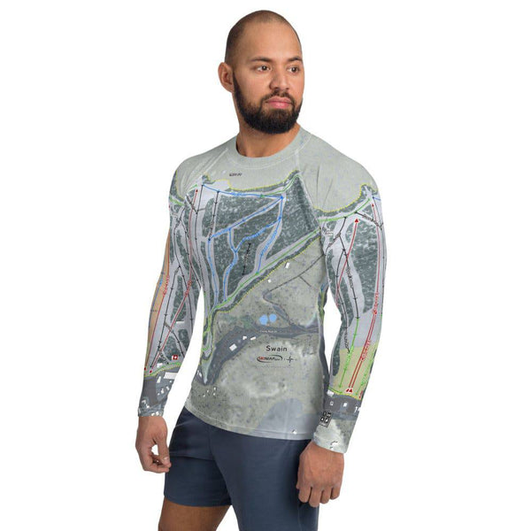 Swain, New York Ski Trail Map Men's Base Layer Top - Powderaddicts