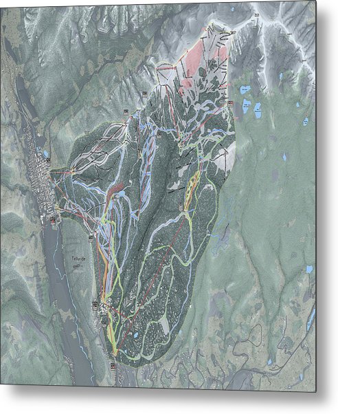 Telluride Ski Trail Map - Metal Print - Powderaddicts