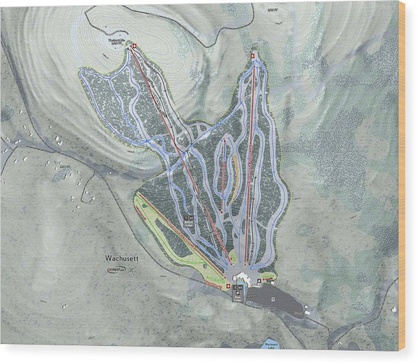 Wachusett Ski Trail Map - Wood Print - Powderaddicts