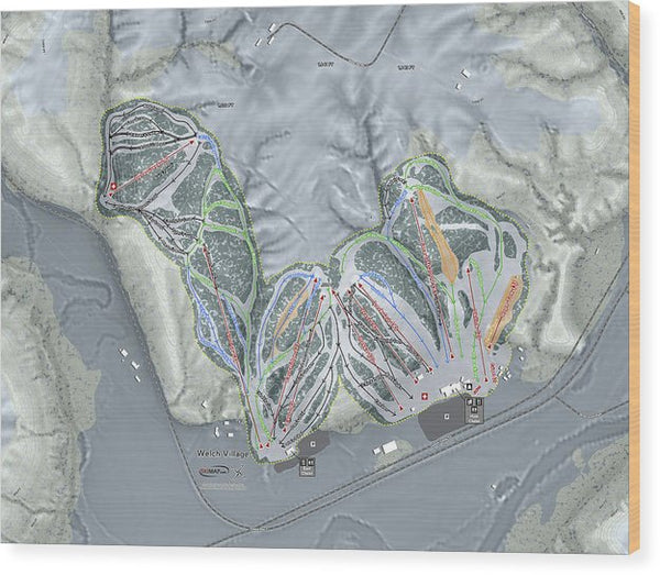 Welch Village Ski Trail Map - Wood Print - Powderaddicts
