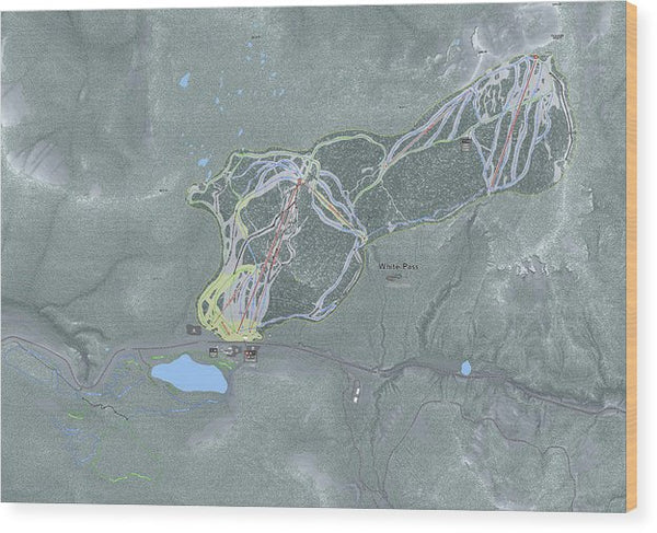 White Pass Ski Trail Map - Wood Print - Powderaddicts