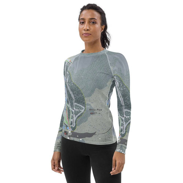 White Pine, Wyoming Ski Trail Map Women's Base Layer Top - Powderaddicts